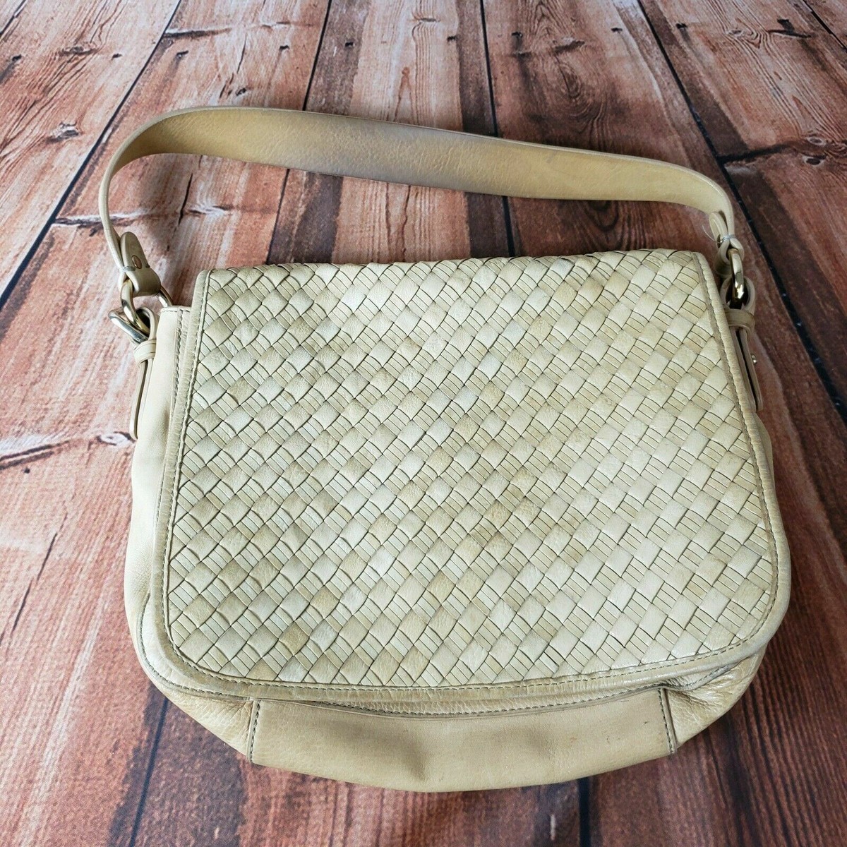 COLE HAAN Platinum Woven Leather GENEVIEVE Satchel Bag operone.de