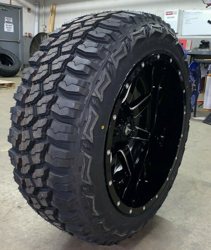 22x12 Fuel D610 Black Maverick Wheels Rims 35" MT Tires 5x5.5 Dodge Ram ...