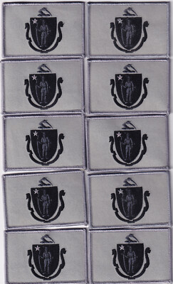 10 Massachusetts State Flag SUBDUED patches Blck on Grey | eBay