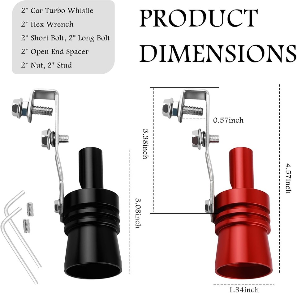 2PCS Turbo Whistle for Exhaust Pipe, Turbo Sound Whistle Exhaust ...
