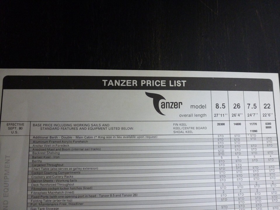 Tanzer original factory sailboat brochure | eBay
