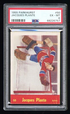 1955 PARKHURST #50 JACQUES PLANTE ROOKIE CARD ~ MONTREAL ~ PSA 6 ~ VERY ...