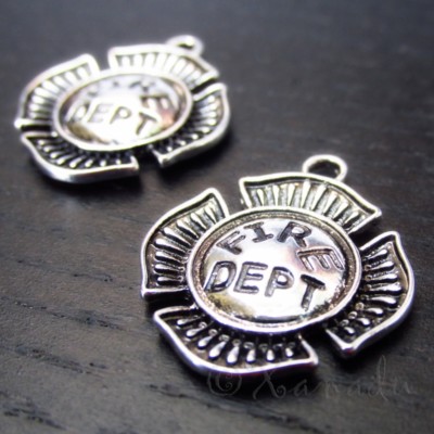 Fire Dept 23mm Antiqued Silver Plated Firefighter Charms C9199 - 2, 5 ...