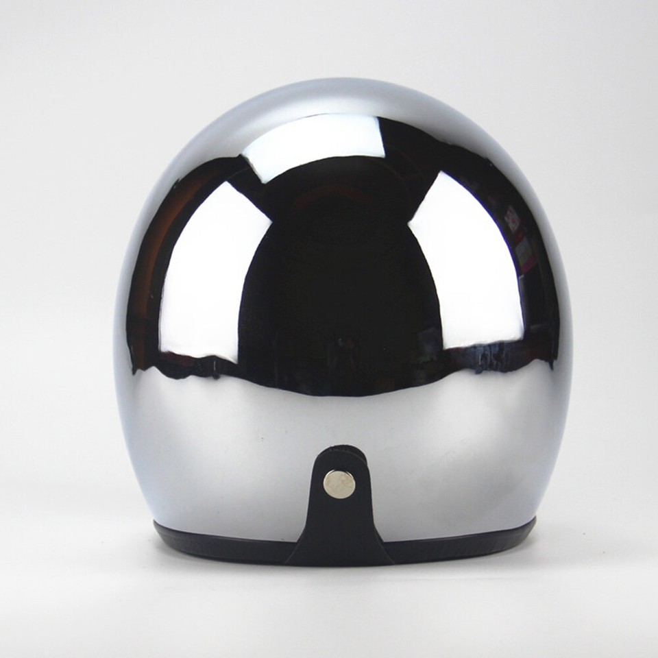 DOT Chrome Silver Motorcycle Helmet Open Face 3/4 with Goggles Scooter ...