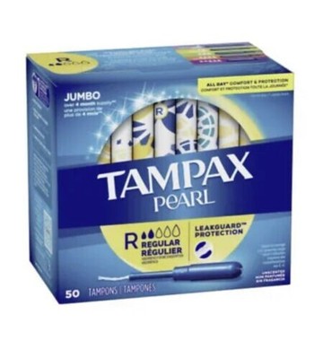 New Jumbo Tampax Pearl Unscented Tampons Regular 50ct | eBay