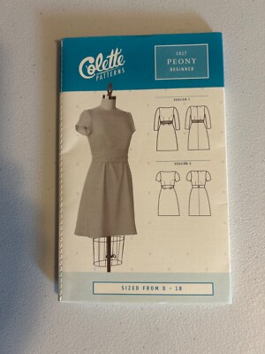 Colette 1017 Peony Ladies Dress sewing pattern Size 0- 18 Linen Folder ...