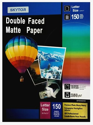 150 Sheets Inkjet Photo Paper Double Sided Matte 8.5x11 Letter 250gsm ...