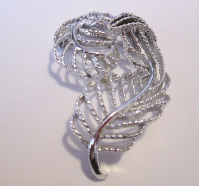 Gerry's Silver Brooch Pin Fiddlehead Fern Frond Feather Vintage MCM 1.5 ...