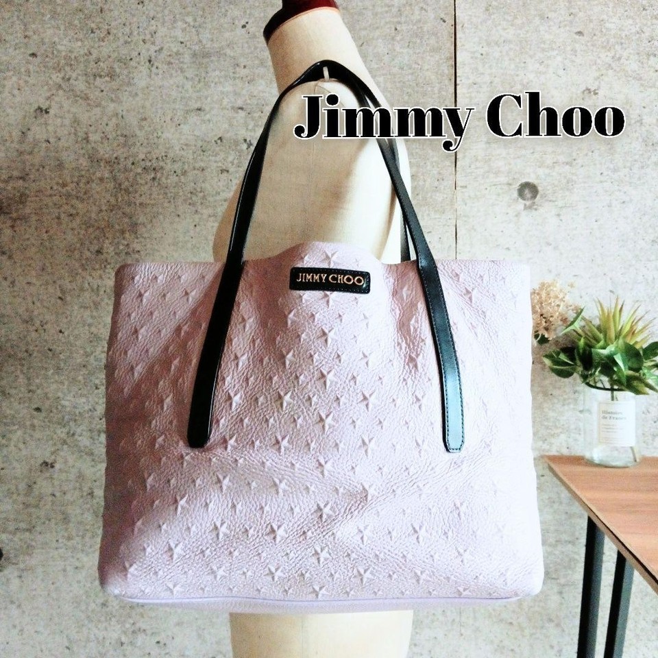 Jimmy Choo Pimlico Tote Bag Shoulder Bag Leather Light Pink Women's ...