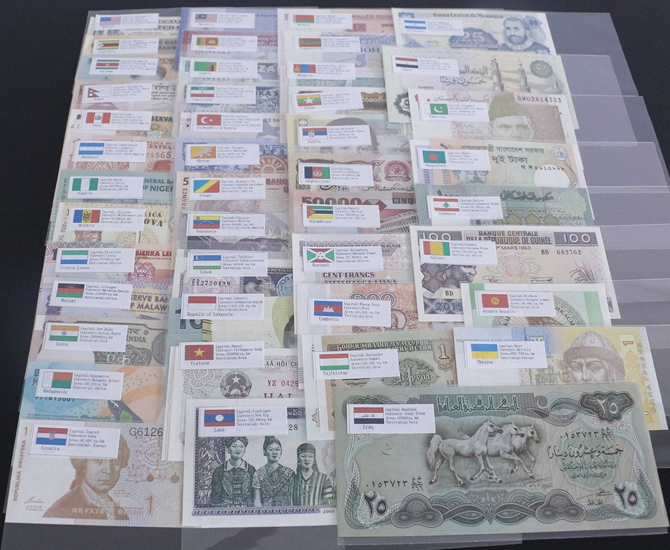 Lots 100 Different Paper Money UNC Collection 50 Countries World ...
