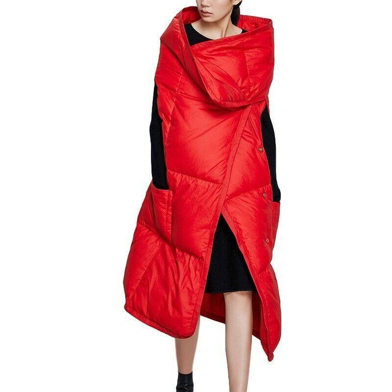 Women Winter Puffer Down Cape Jacket Vest Mid Length Warm Designer ...