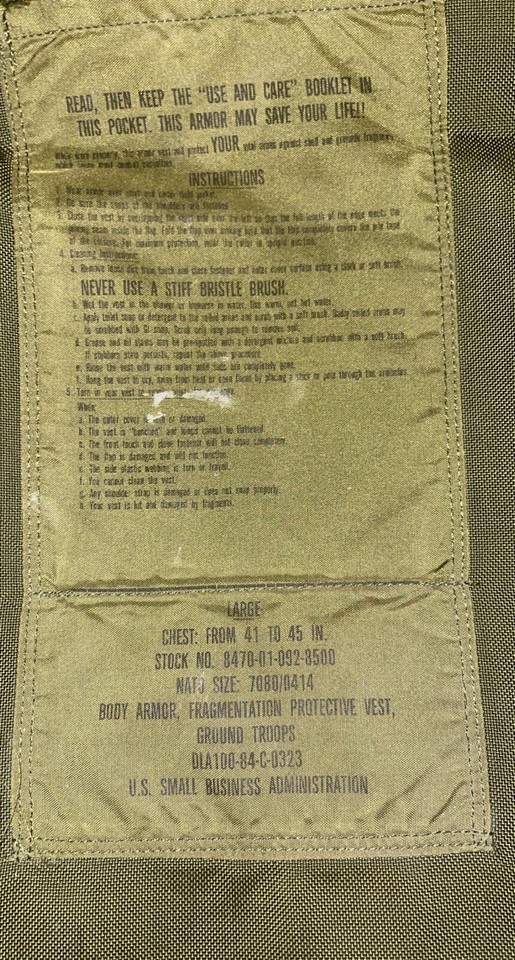 Green Camo Body Armor, Fragmentation Protective Vest Size Large, Plate ...