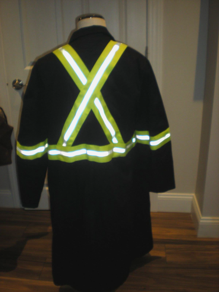 UniFirst Uni-Wear 56-R 3XL Navy Blue Safety Stripe Lab Coat #3L.64 NEW ...