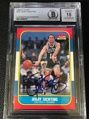Jerry Sichting Celtics 1986 Fleer #101 Signed Autograph Auto 10 Beckett ...