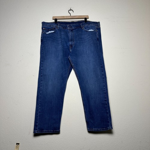 Levi 502 Denim Jean Pant Men 44x28 Blue Tall Big Wear Leg Straight Fit ...