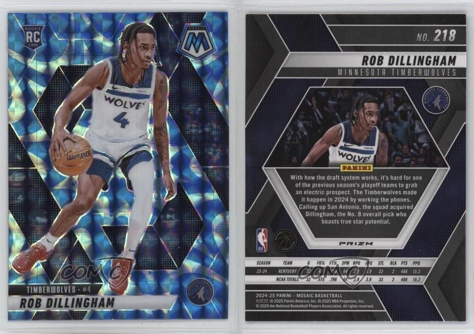 2024-25 Panini Mosaic Rookies Reactive Blue Prizm Rob Dillingham #218 ...