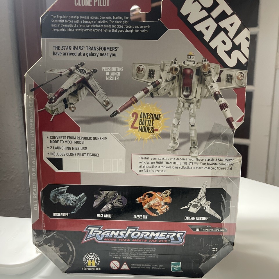 Star Wars Transformers Crossover 2007 CLONE PILOT Republic Gunship MOSC ...