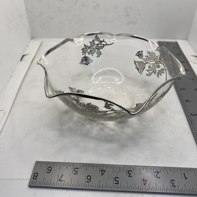 Silver City Glass Sterling Silver Overlay Ruffle Edge Bowl Flanders ...