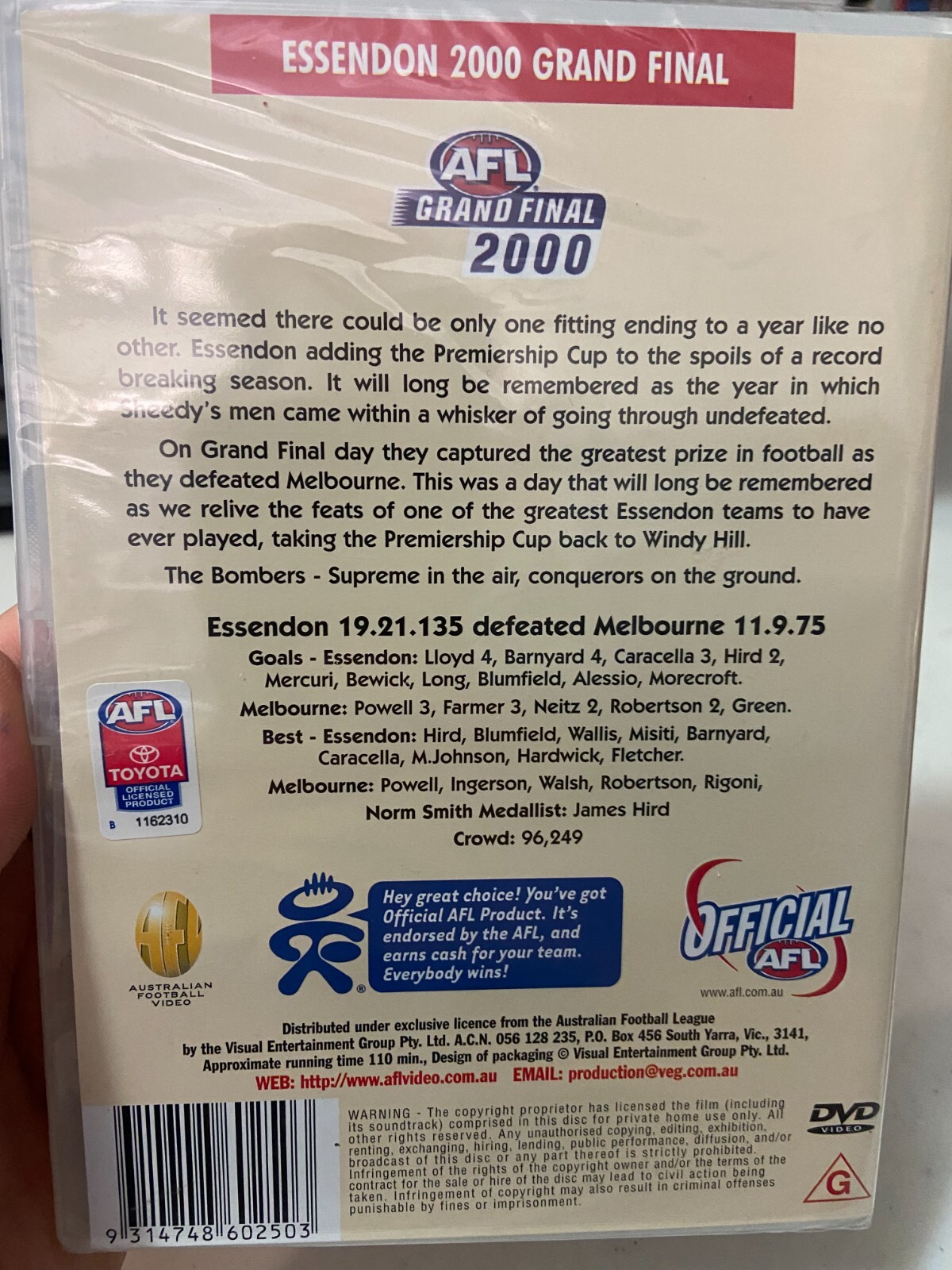 AFL Premiers 2000 - Essendon (DVD, 2000) for sale online | eBay