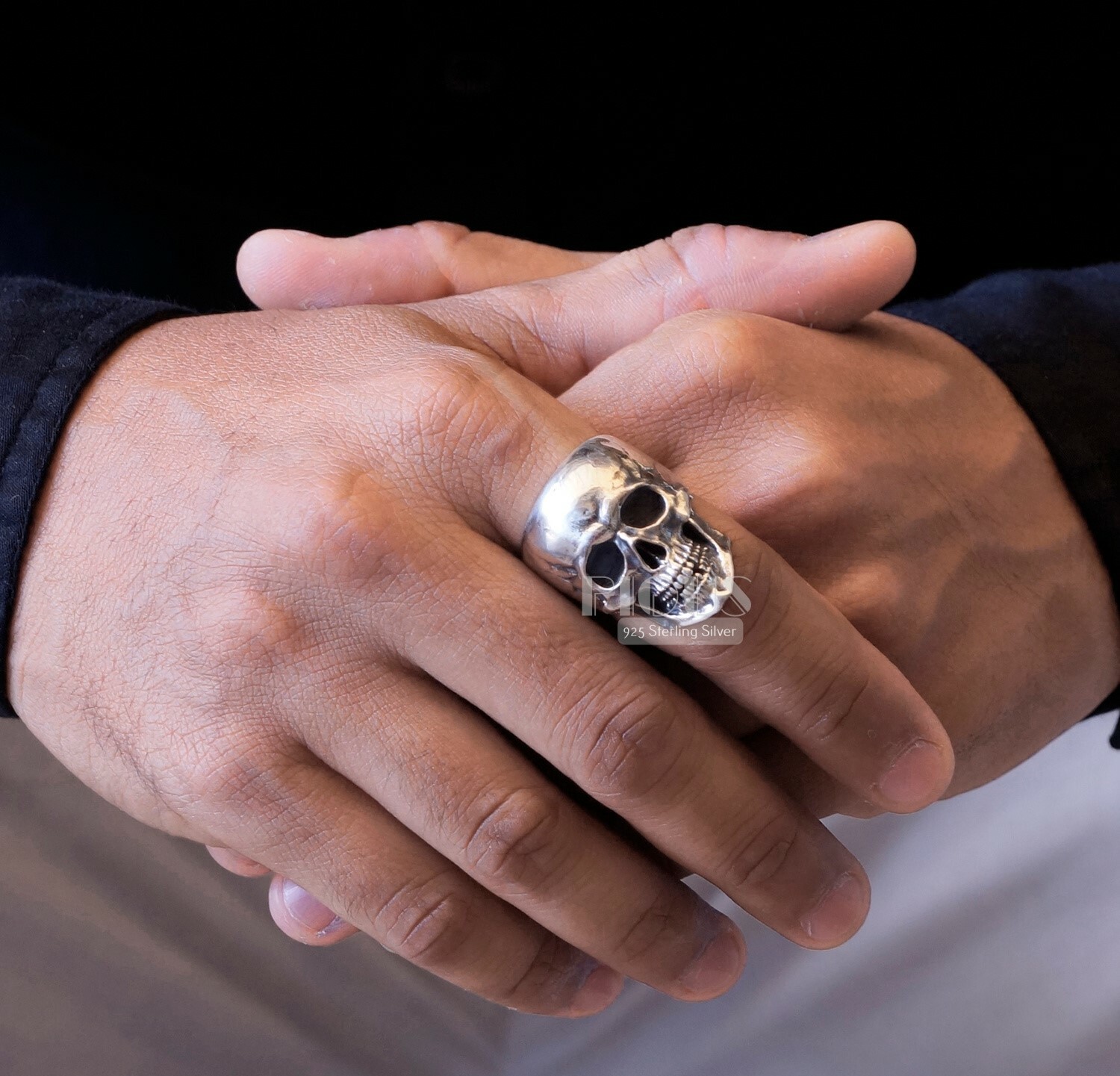 Skull 925 Sterling Silver Skull Head Men's Biker Rider Ring birthday ...