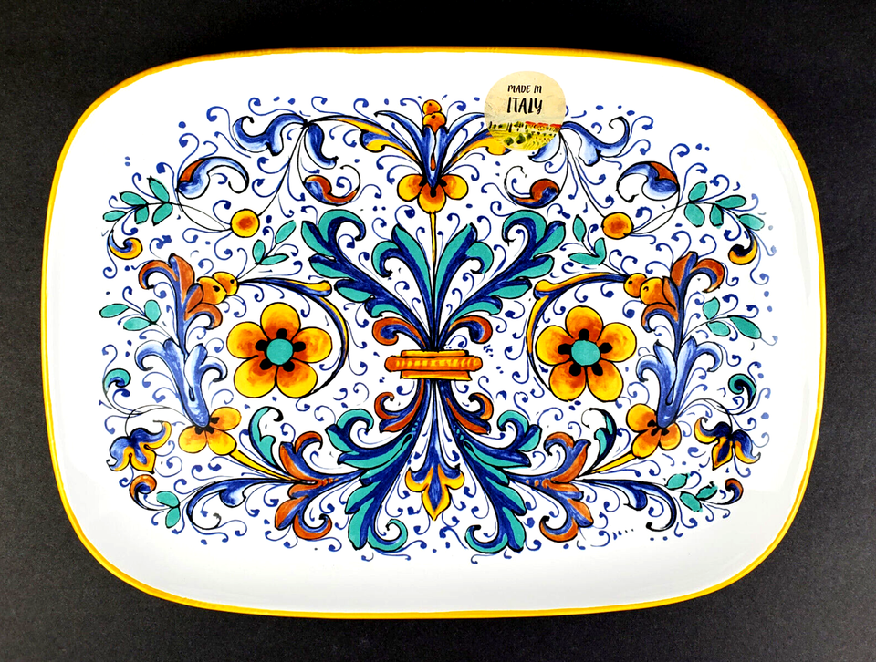 NEW~Nova Deruta~Rectangular Platter 14" x 10.25" Decal & Handpainted ...