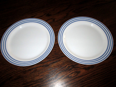 Corelle INDIGO Dinner Plates 10-1/4" White with Blue Bands Set of 2 | eBay
