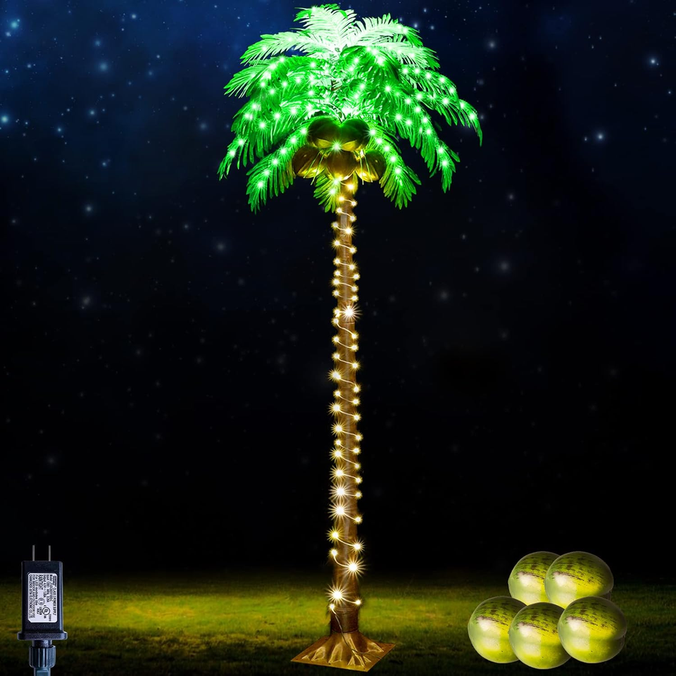 7FT 187 LED Lighted Palm Tree - Outdoor Artificial Tropical Decor ...