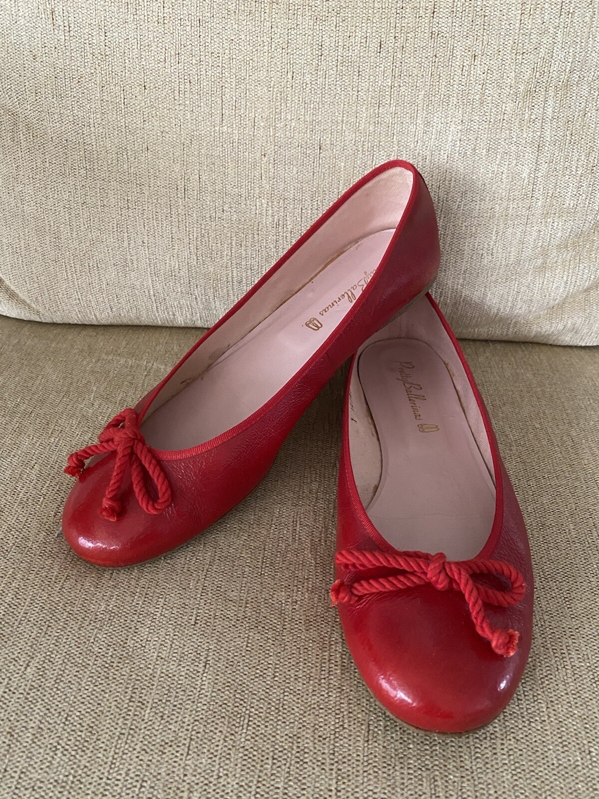 Pretty Ballerina Red Leather Ballerina Flats Us Size 9 Gem