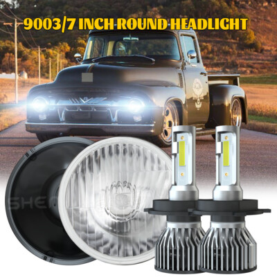 Pair 7" Inch Round LED Headlights DRL for Ford F1 1948 1949 1950 1951 ...