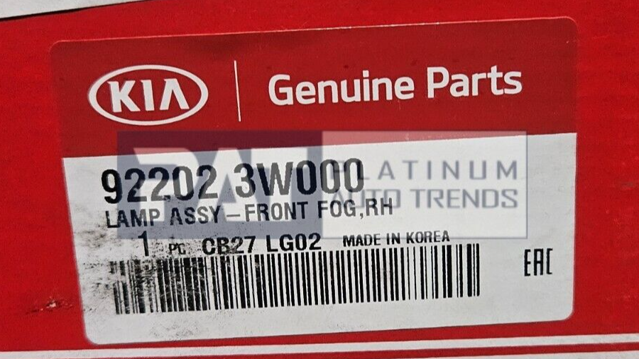 GENUINE KIA SPORTAGE 2011-2013 KIA SPORTAGE FOG LAMP RH=PASSENGER ...