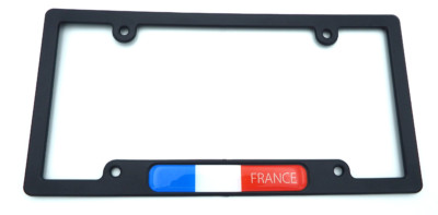 France French Black Plastic Car License plate frame w/ insert flag | eBay