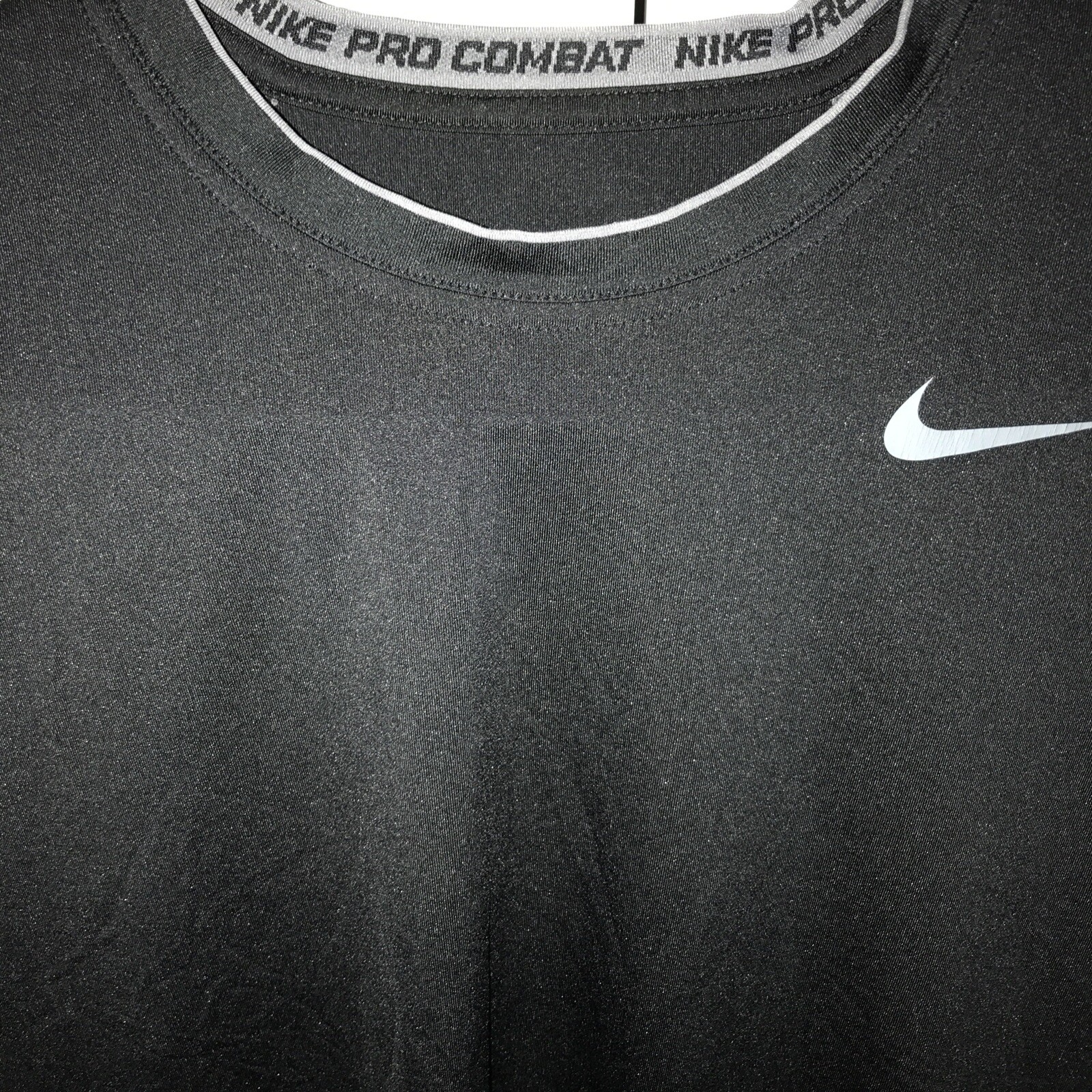 NIKE PRO COMBAT DRI-FIT MEDIUM Fitted Black Silver SW… - Gem