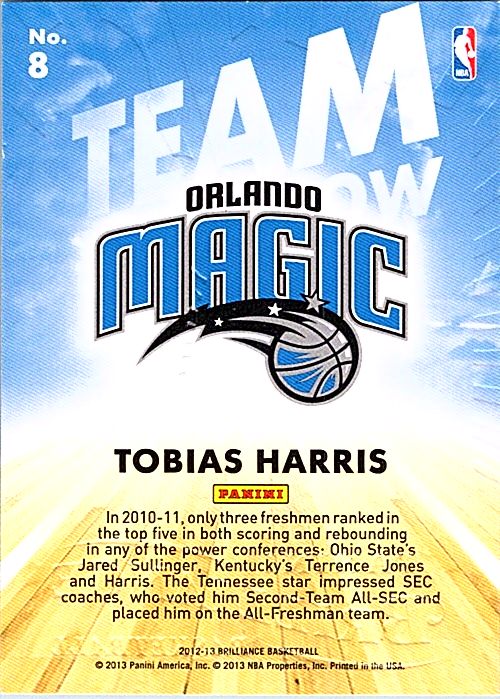 2012-13 Brilliance Basketball Team Tomorrow #8 Tobias Harris Magic | eBay
