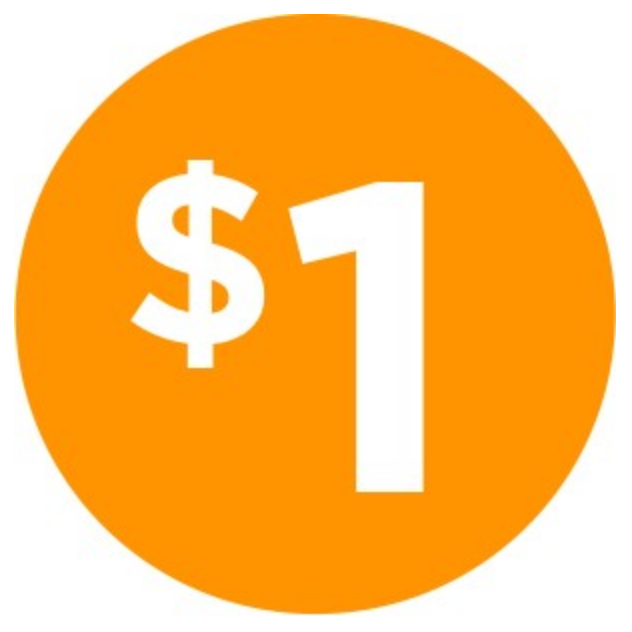 One Dollar $1 Icon Price Labels 1000 each per roll size 1" Round Oval ...