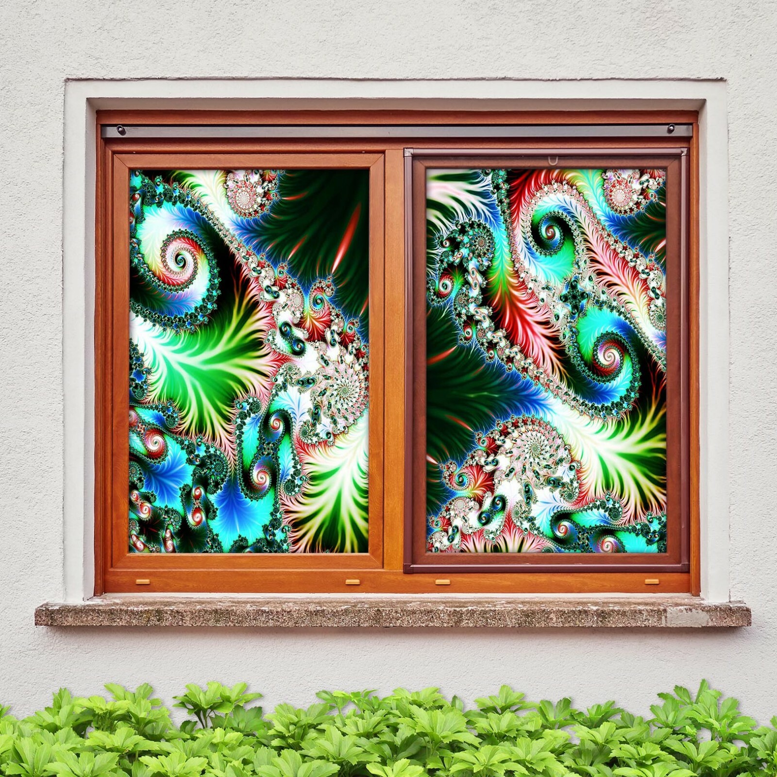3D Colored Feather O86 Window Film Print Sticker Cling Stained Glass UV ...