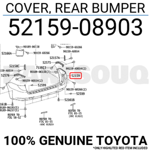 5215908903 Genuine Toyota COVER, REAR BUMPER 52159-08903 | eBay