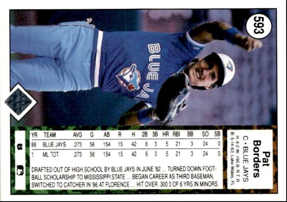 1989 Upper Deck Pat Borders Rookie Toronto Blue Jays #593 | eBay