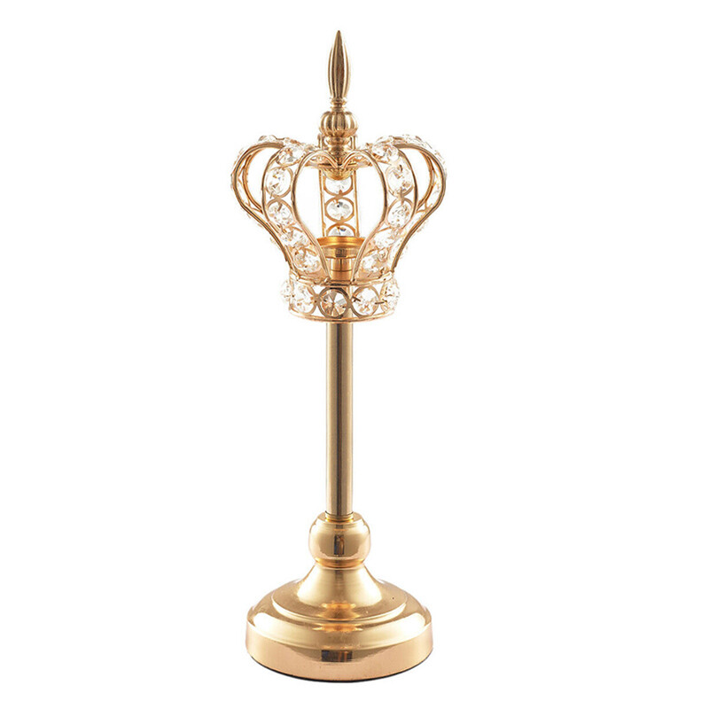 Candlestick Gold Crown Candle Holder Elegant Long Wedding SML ...