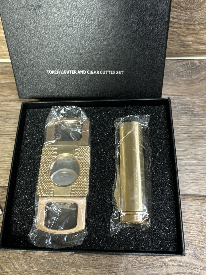 Cigar Butane Gold Torch Lighter and Cutter Set | eBay