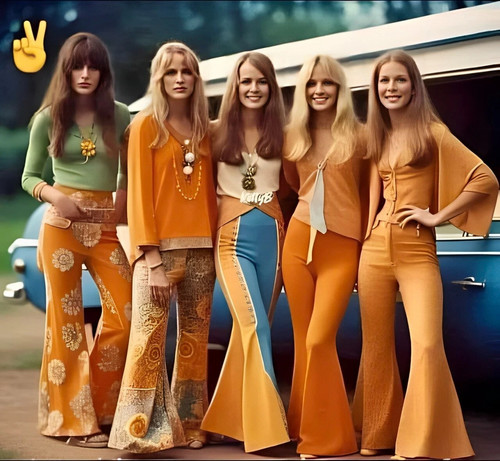 GROOVY HOT CHICKS of The 1970s Bell Bottoms | 24X24 inch POSTER ...