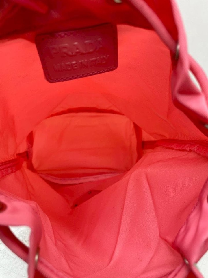 PRADA Pink Nylon Drawstring Bag with Logo, Compact Pouch, Near Mint ...