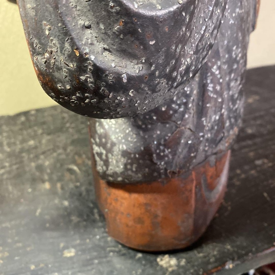 Used ONI Yokai Wood Carving statue 13.7 inch Japanese antique Figurine ...