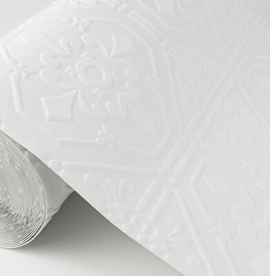 4000-93996 Brooklyn White Tin Paintable Wallpaper Expanded Vinyl | eBay