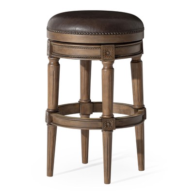 Maven Lane Backless Stool in Walnut Finish w/Saddle Vegan Leather (Open ...