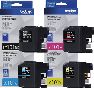 New Genuine Brother LC101 Black Cyan Magenta Yellow 4PK Ink Cartridge ...