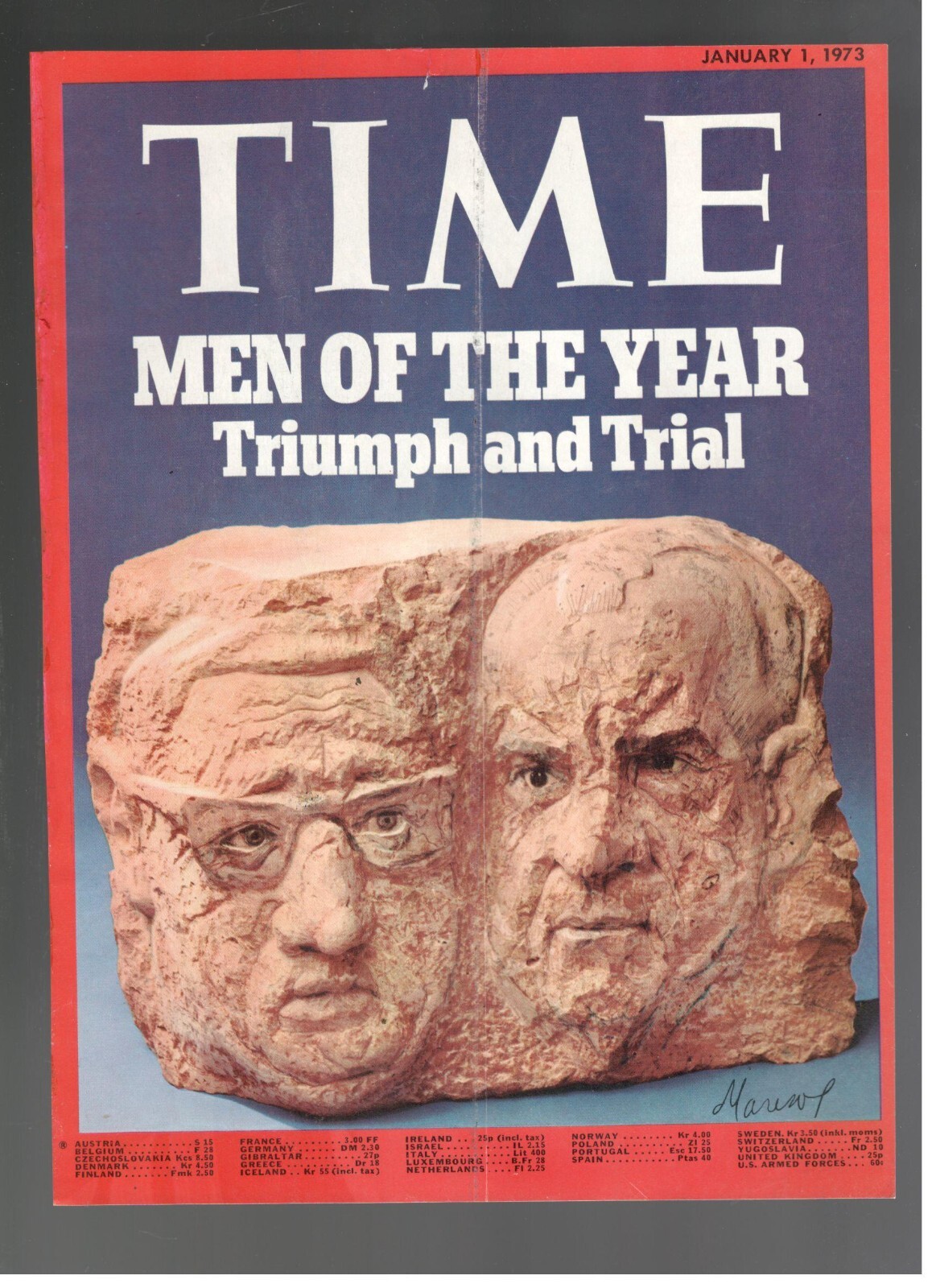 HENRI KISSINGER NIXON MEN OF THE YEAR TIME 1973 Solo Cover 1 pagina ...