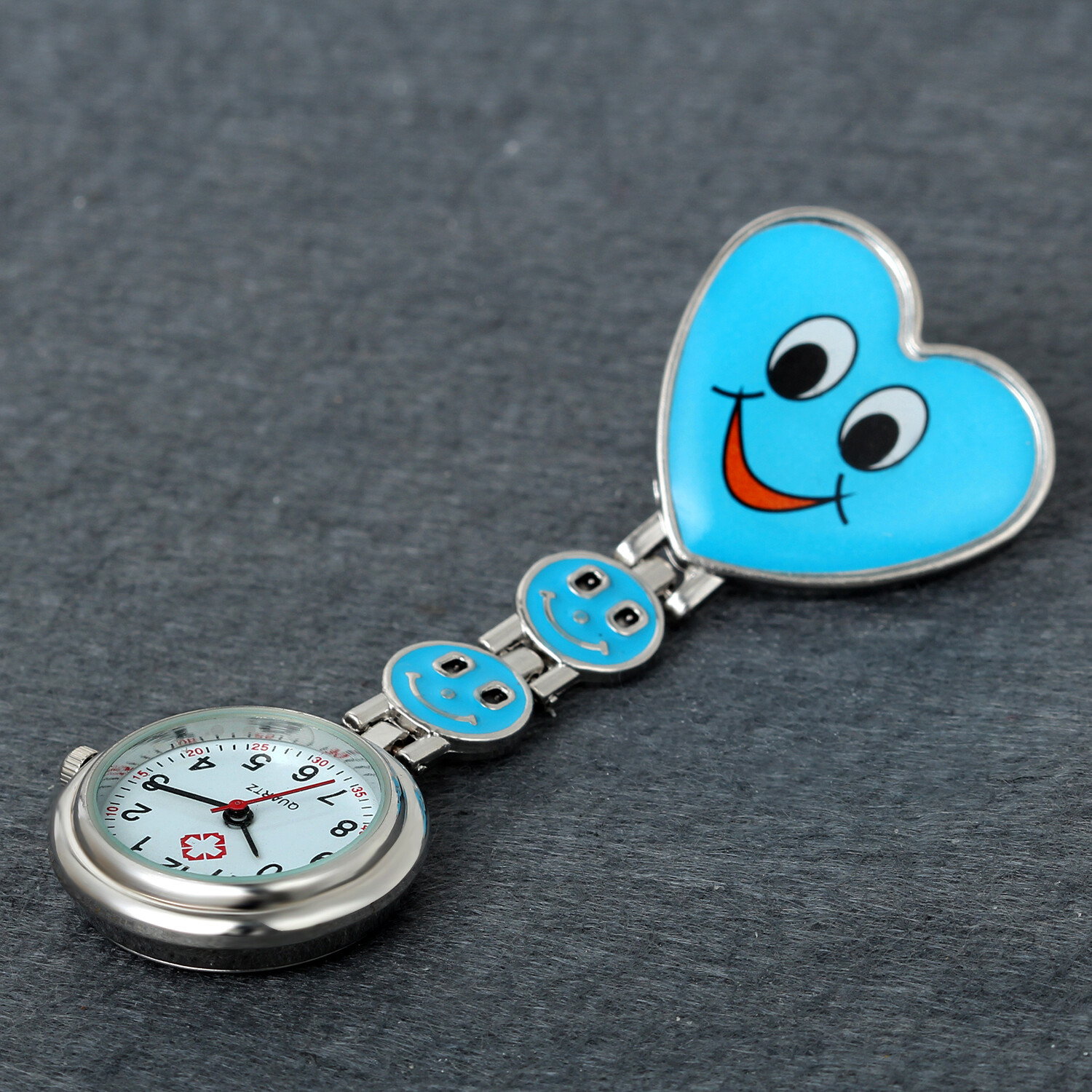 Smile Face Nurse Watch Love Heart Clip On Fob Brooch Hanging Pocket ...