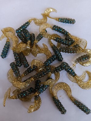 2" HG04 Smk bl & gold spk/clear gold spk. Hot Grub 25pk Twister Tails ...