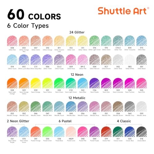 Shuttle Art Gel Ballpoint Pens 120-Pack Water-Based Gel Ink 60-Color ...