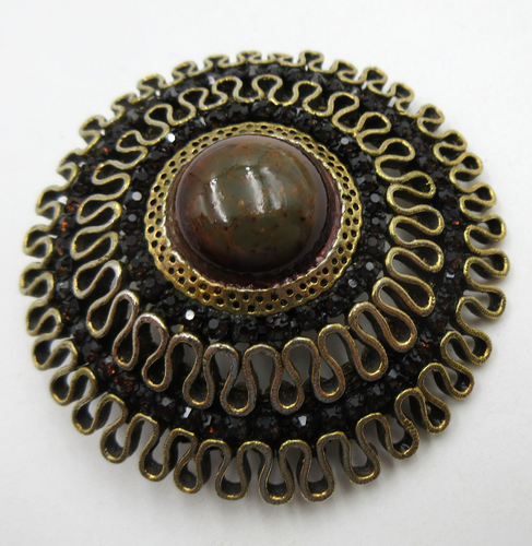 VTG 1950s 1960s HAR HARGO big flower open work Brooch Pin Brown black ...